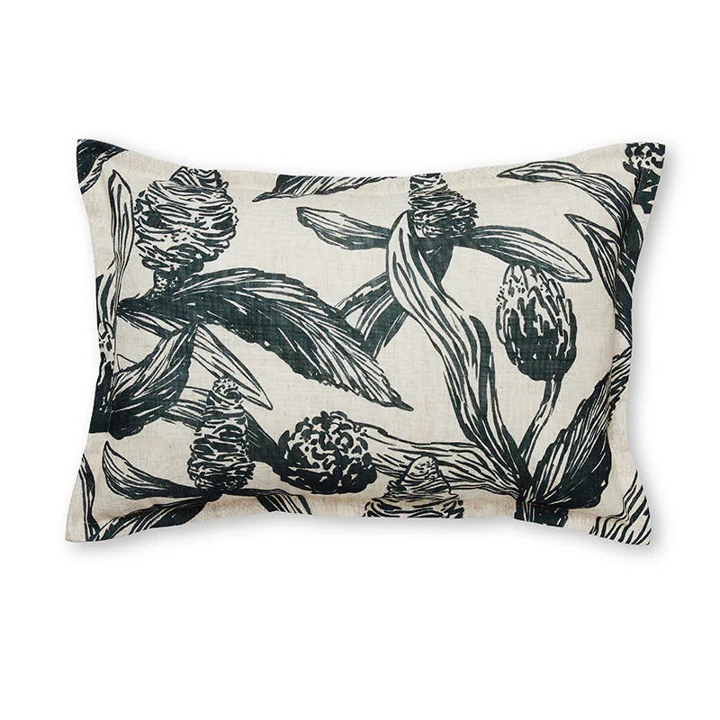 Australis beige & black linen cushion